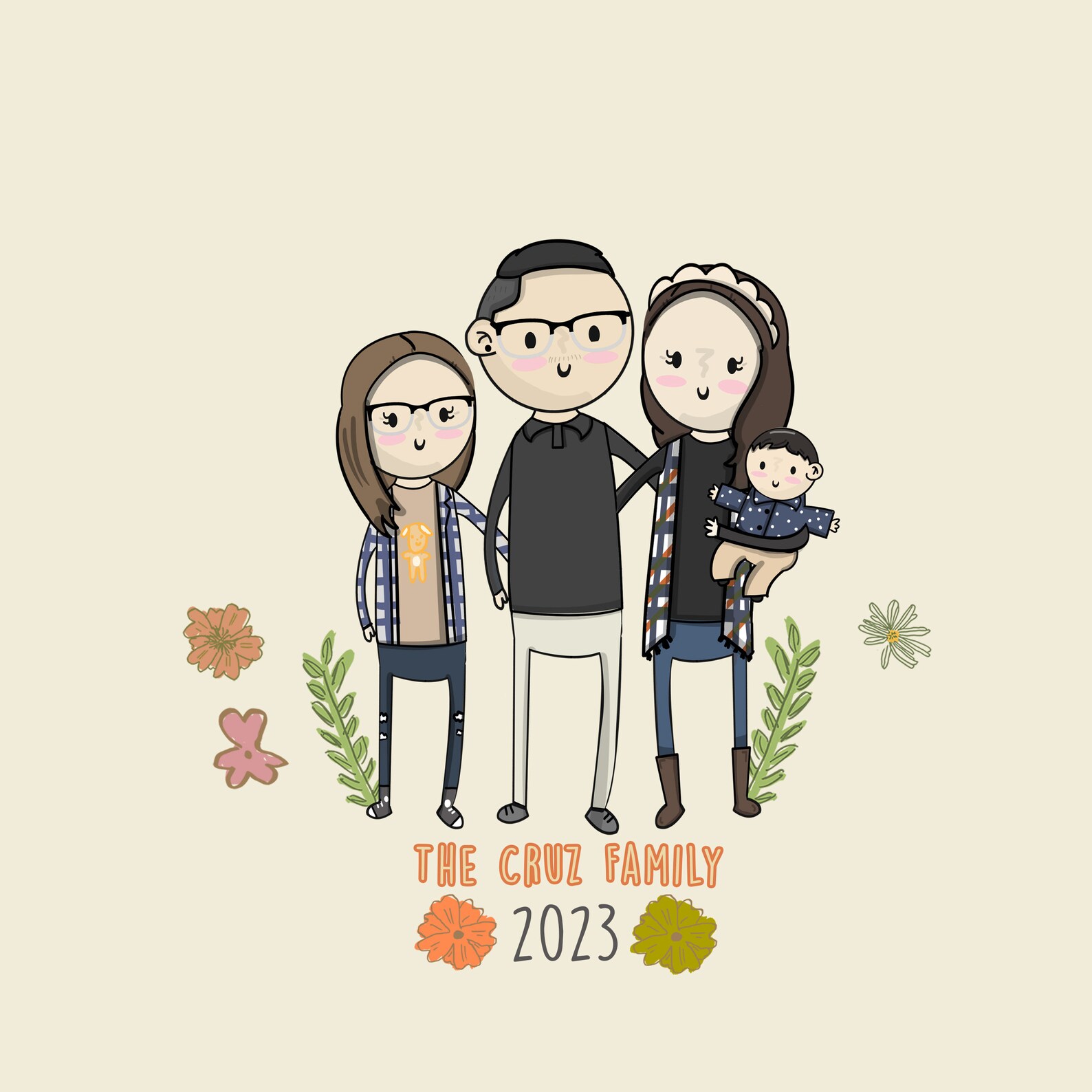 Custom Family Cartoon Portrait: Personalized Illustration Print - Etsy