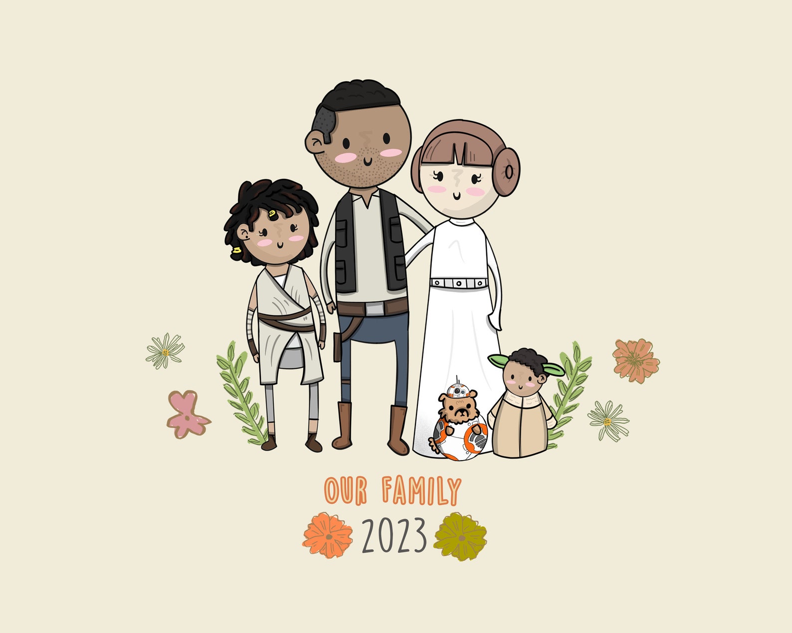 Custom Family Cartoon Portrait: Personalized Illustration Print - Etsy