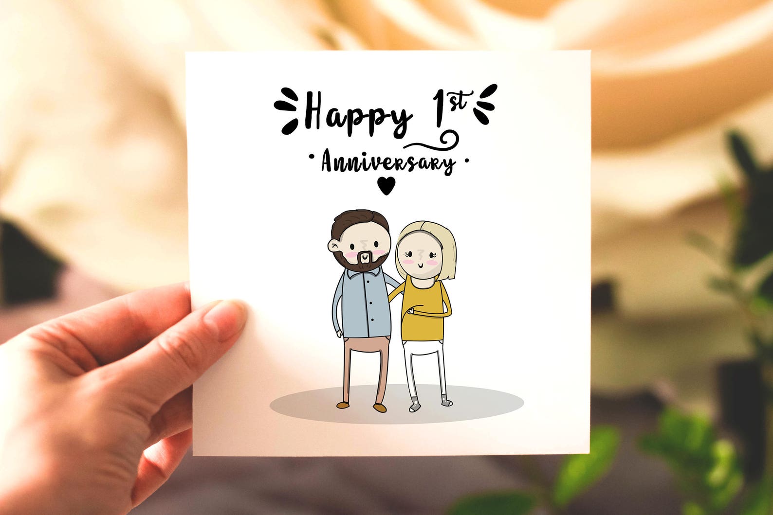 First Anniversary Paper Anniversary Couple Custom Portrait - Etsy