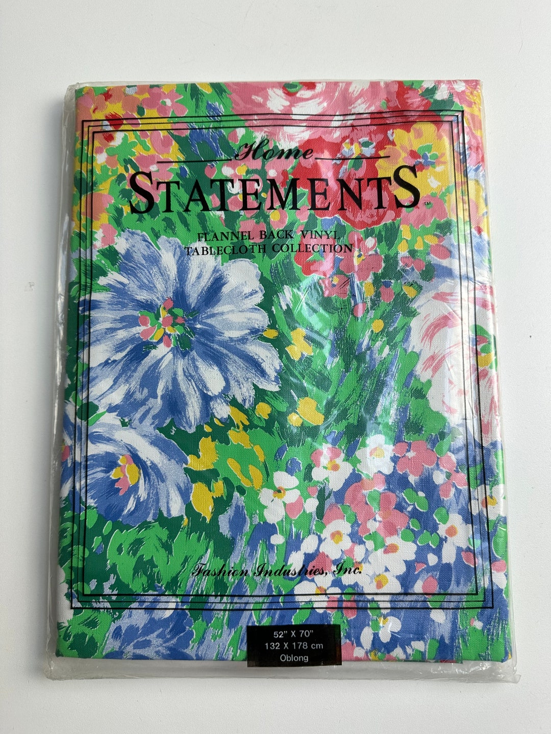 Vintagehome Statements Vinyl Oblong Floral Tablecloth Giverny 52x 70 ...