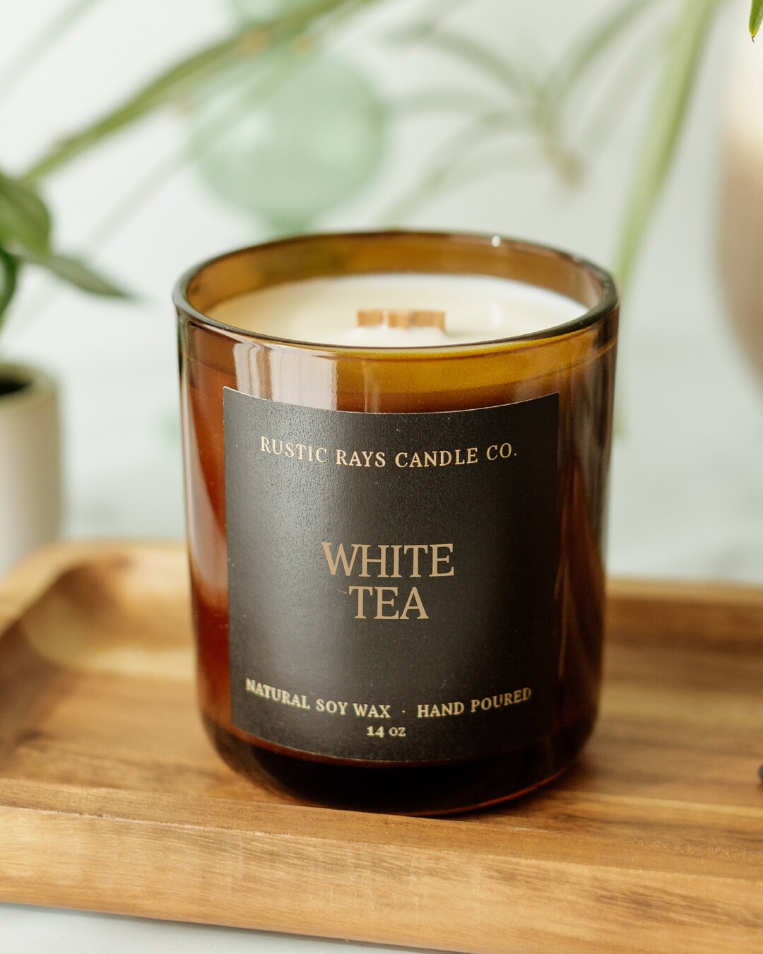 White Tea Sea Salt & Orchid Candle 14 Oz Crackling Wood Wick Soy Candle ...