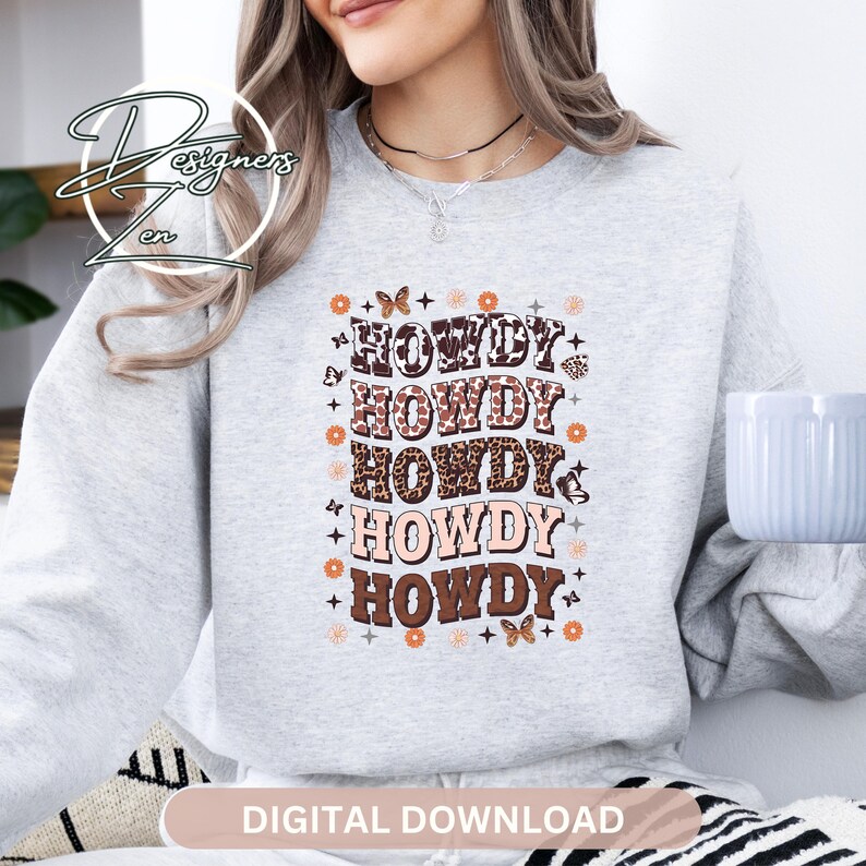 Howdy PNG, Howdy Western Png Sublimation, Western Png, Cow Print Retro ...