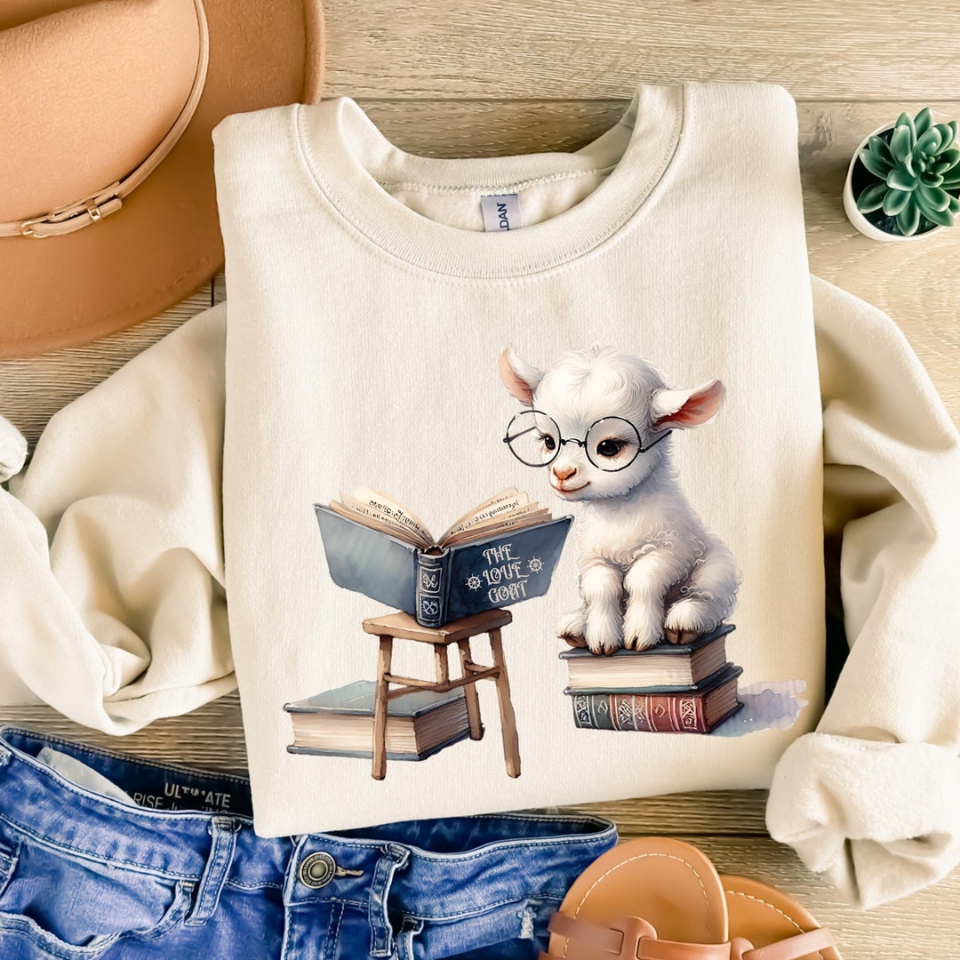 Goat Reading PNG, Reading Digital Download Sublimation PNG Goat Book ...