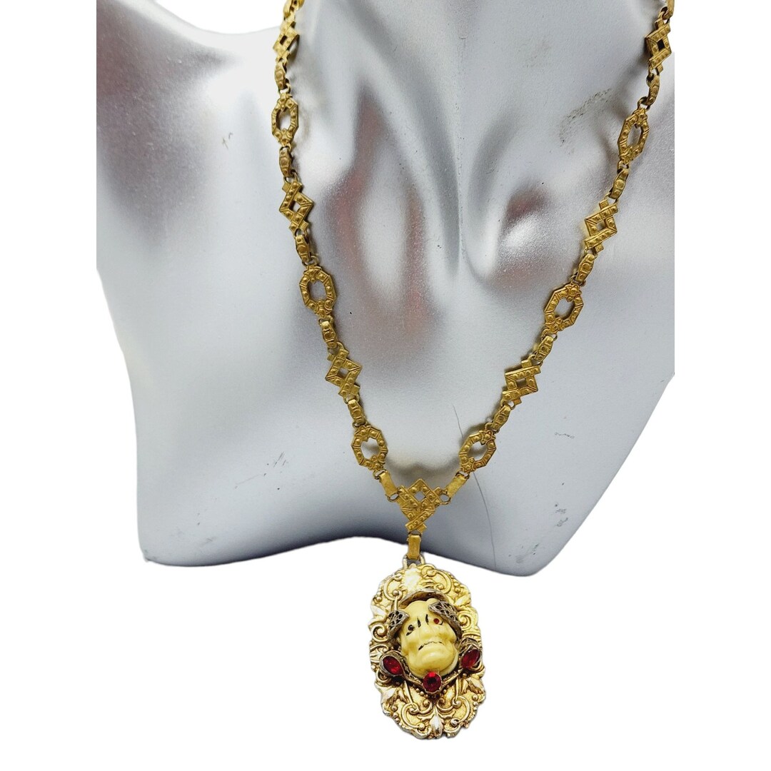 Rare Antique European Brass Deco Devil Necklace A744 - Etsy