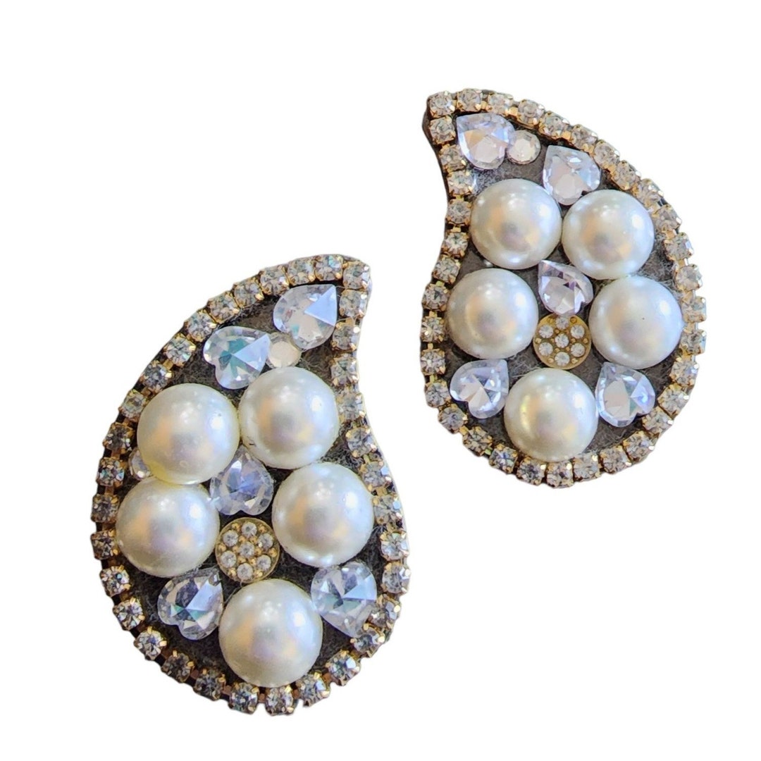 Vintage Signed Roxanne Assoulin Rhinestone Paisley Shaped Earrings ...