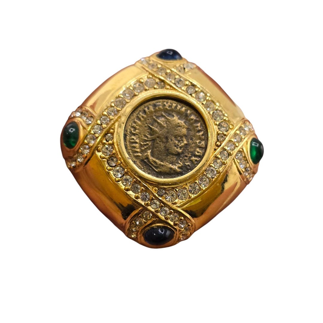 Vintage Signed Ciner Jeweled Mogul Coin Brooch (A1668) - Etsy
