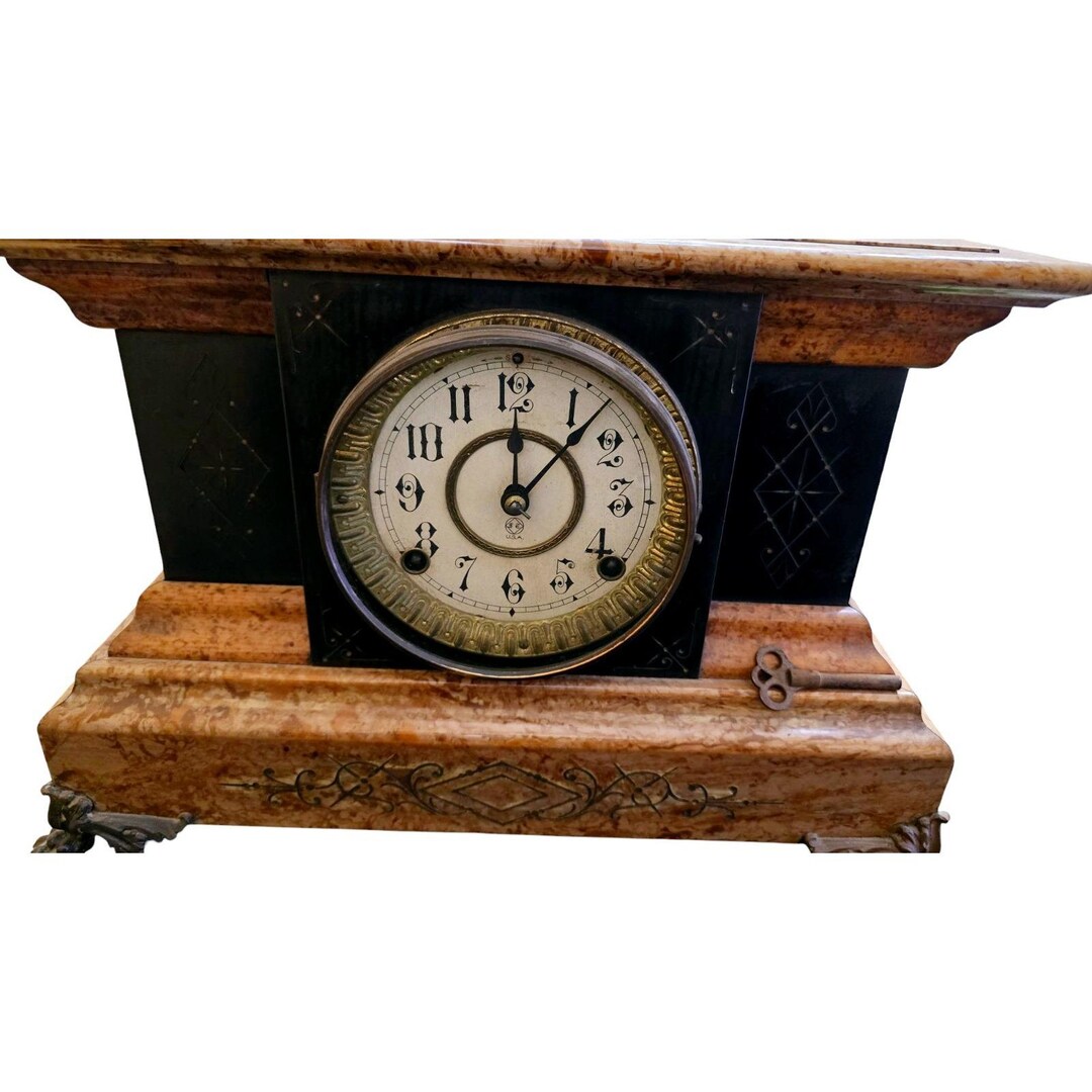 Antique Seth Thomas Adamantine Faux Marble Clock - Etsy Canada