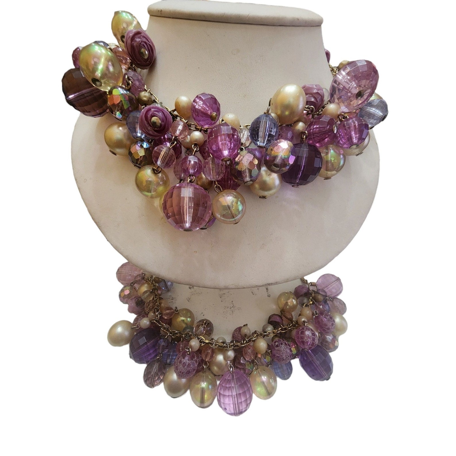 Spectacular Vintage Acrylic Chacha Necklace and Bracelet Set A4621 - Etsy