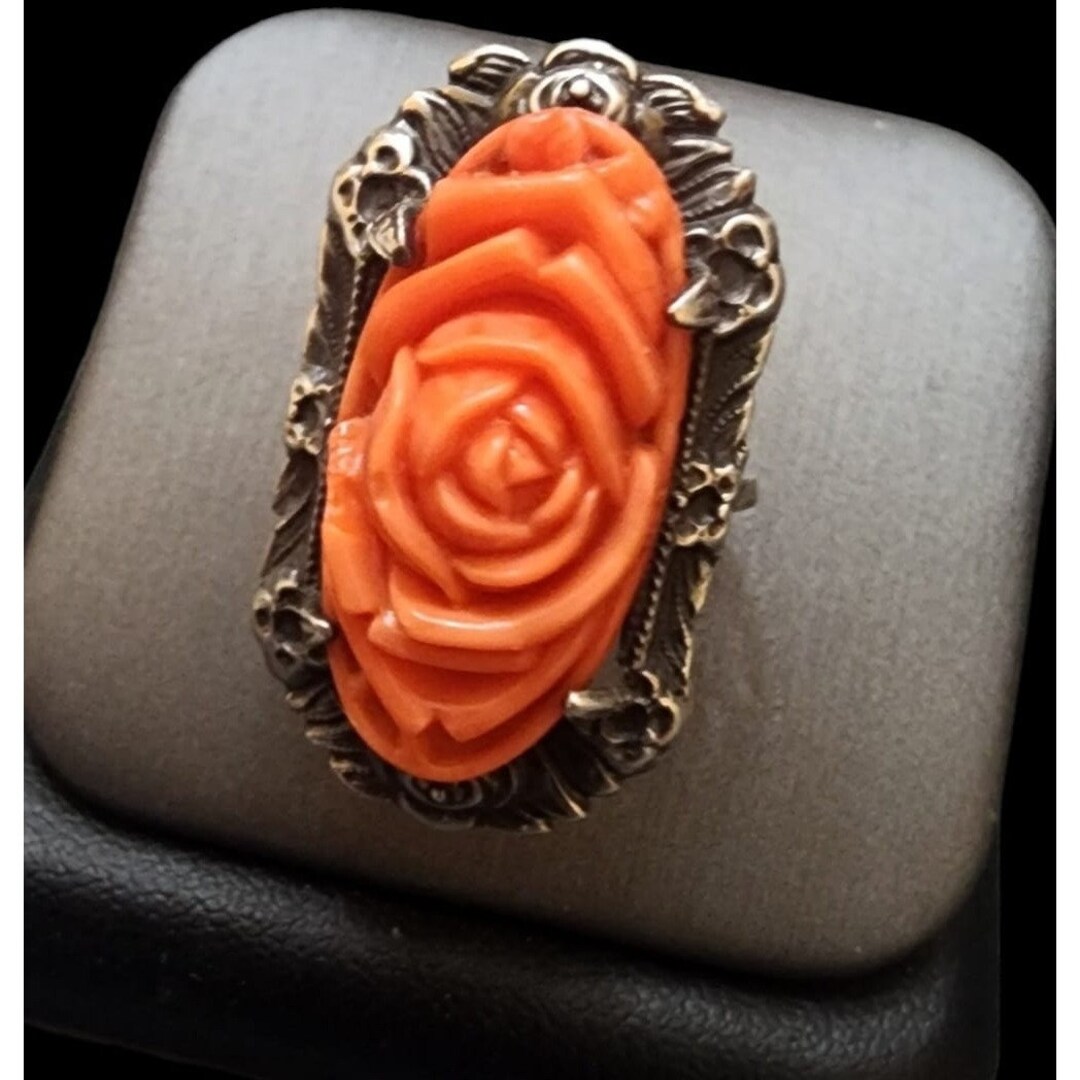 Amazing Art Deco Molded Glass and Sterling Size 4 Ring (A4782) - Etsy