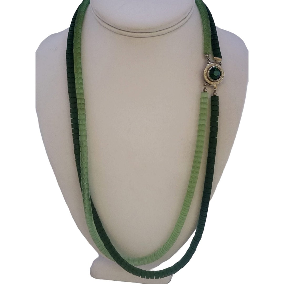 Vintage Textured Glass Rondel Double Necklace (A4639) - Etsy