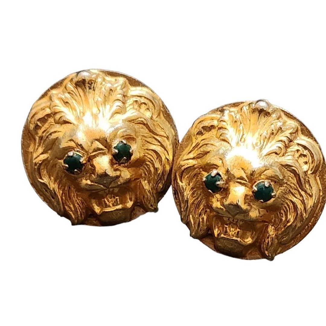 Vintage Chased Lion Clip Earrings (A2811) - Etsy