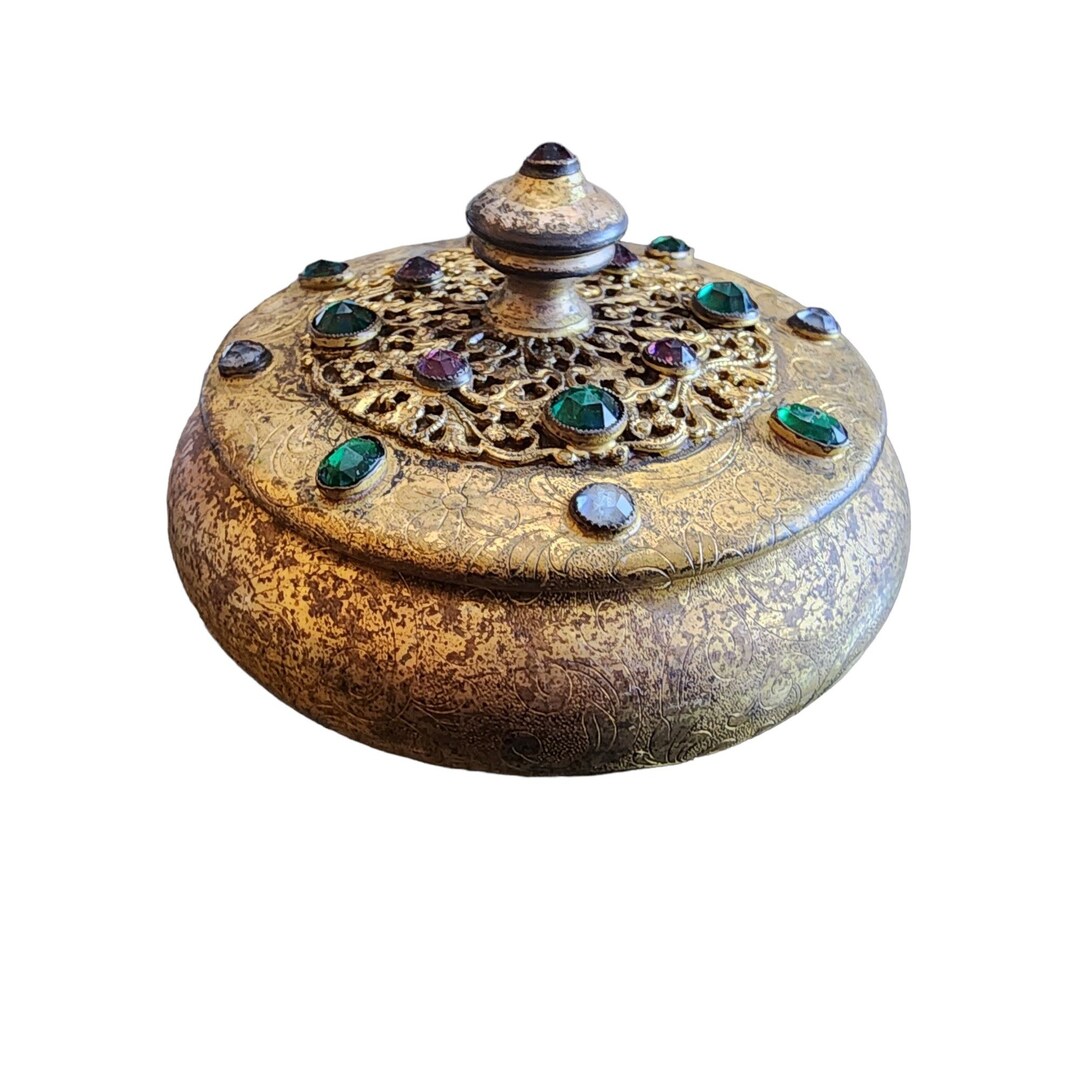 Antique Gilt Bronze & Jeweled Powder Covered Jar (A1718) - Etsy
