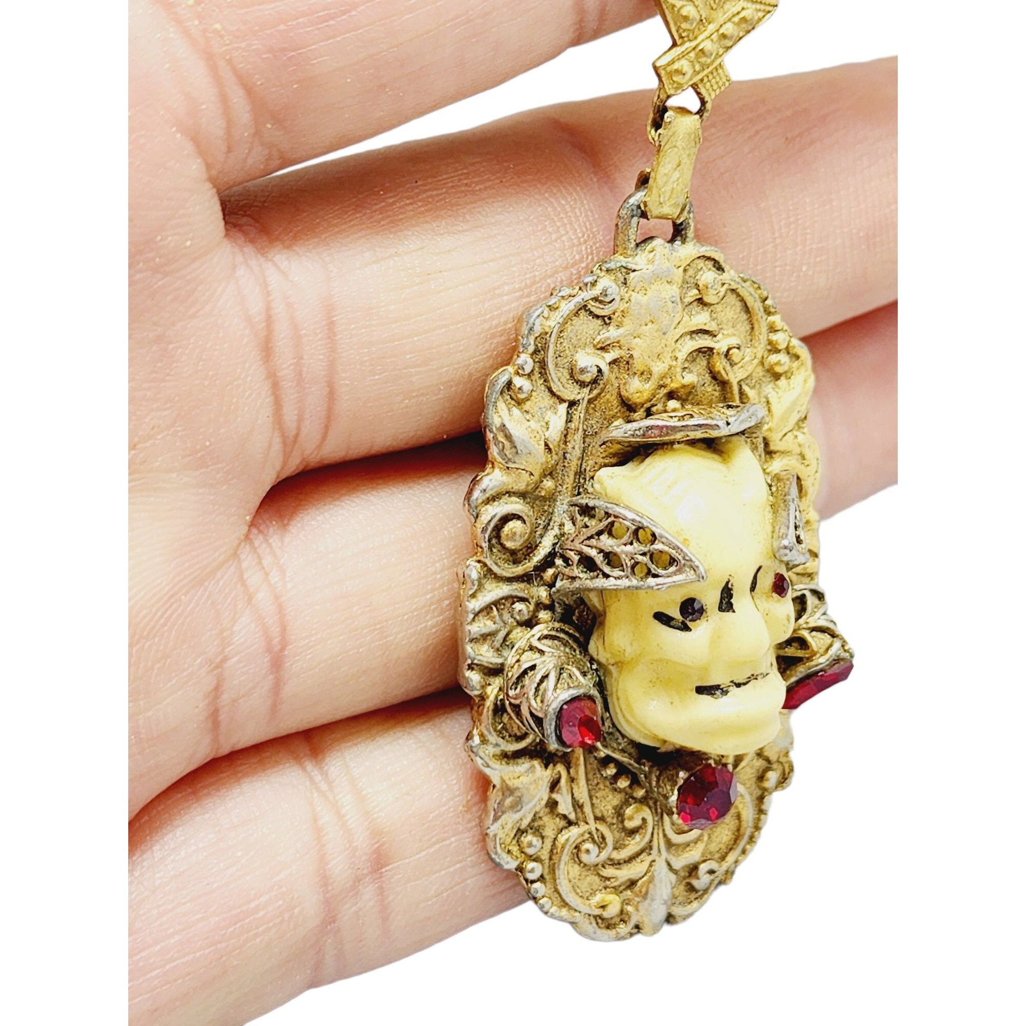 Rare Antique European Brass Deco Devil Necklace A744 - Etsy