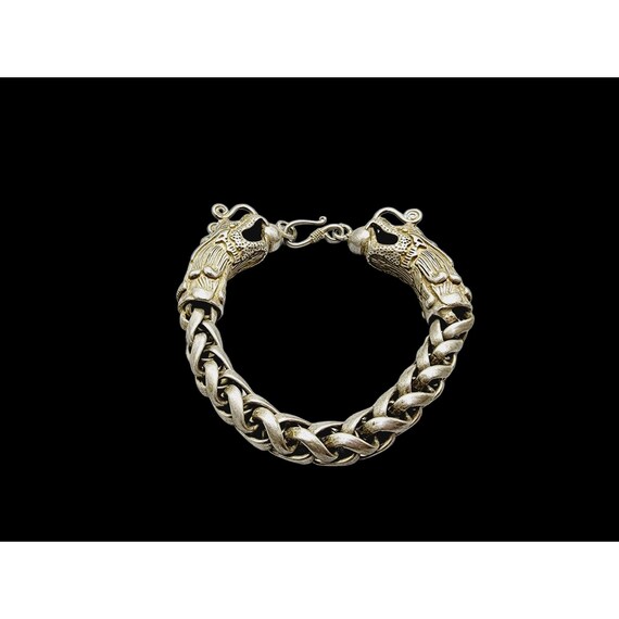 Vintage Heavy Pewter Dragon Bracelet (A766) - Gem