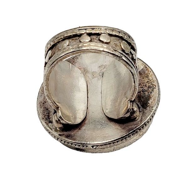 Vintage Tibetian Huge Disc w/ Turquoise & Coral Ring … - Gem