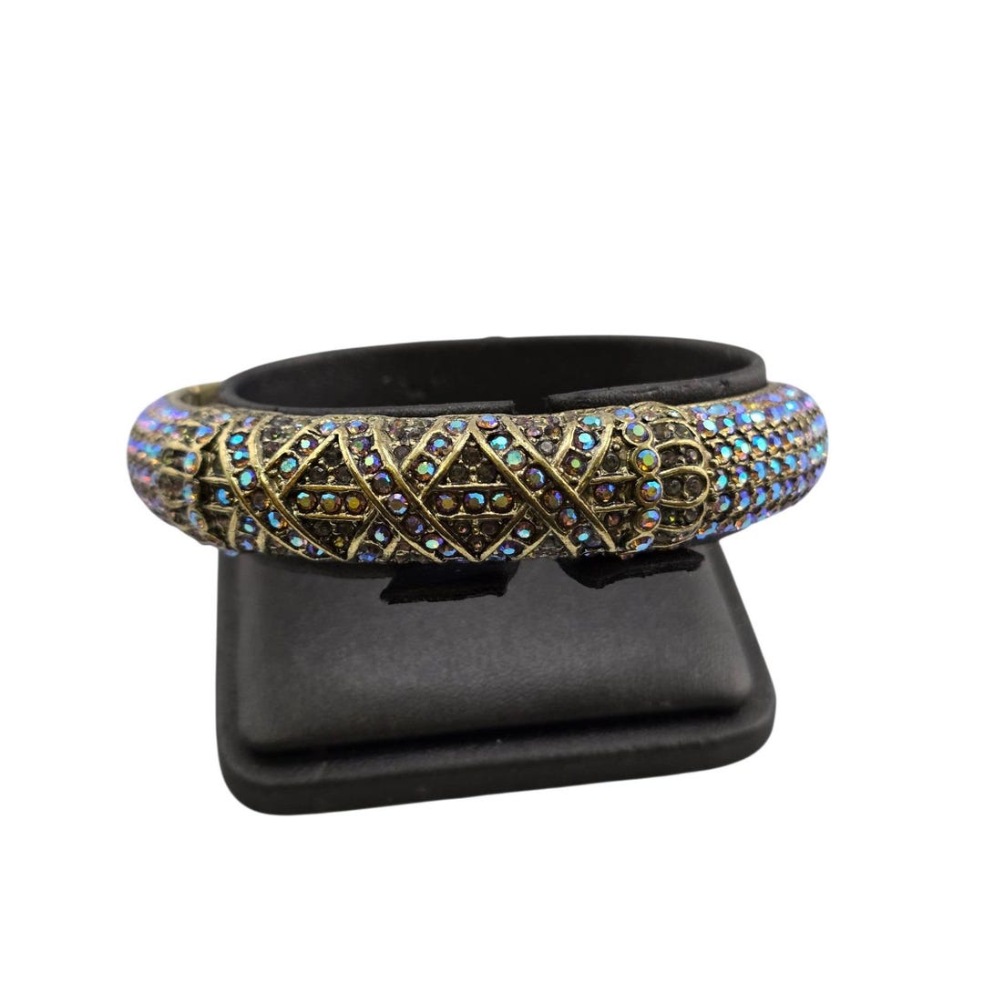 Vintage Signed Heidi Daus CN AB Rhinestone Bangle Bracelet (A9165) - Etsy