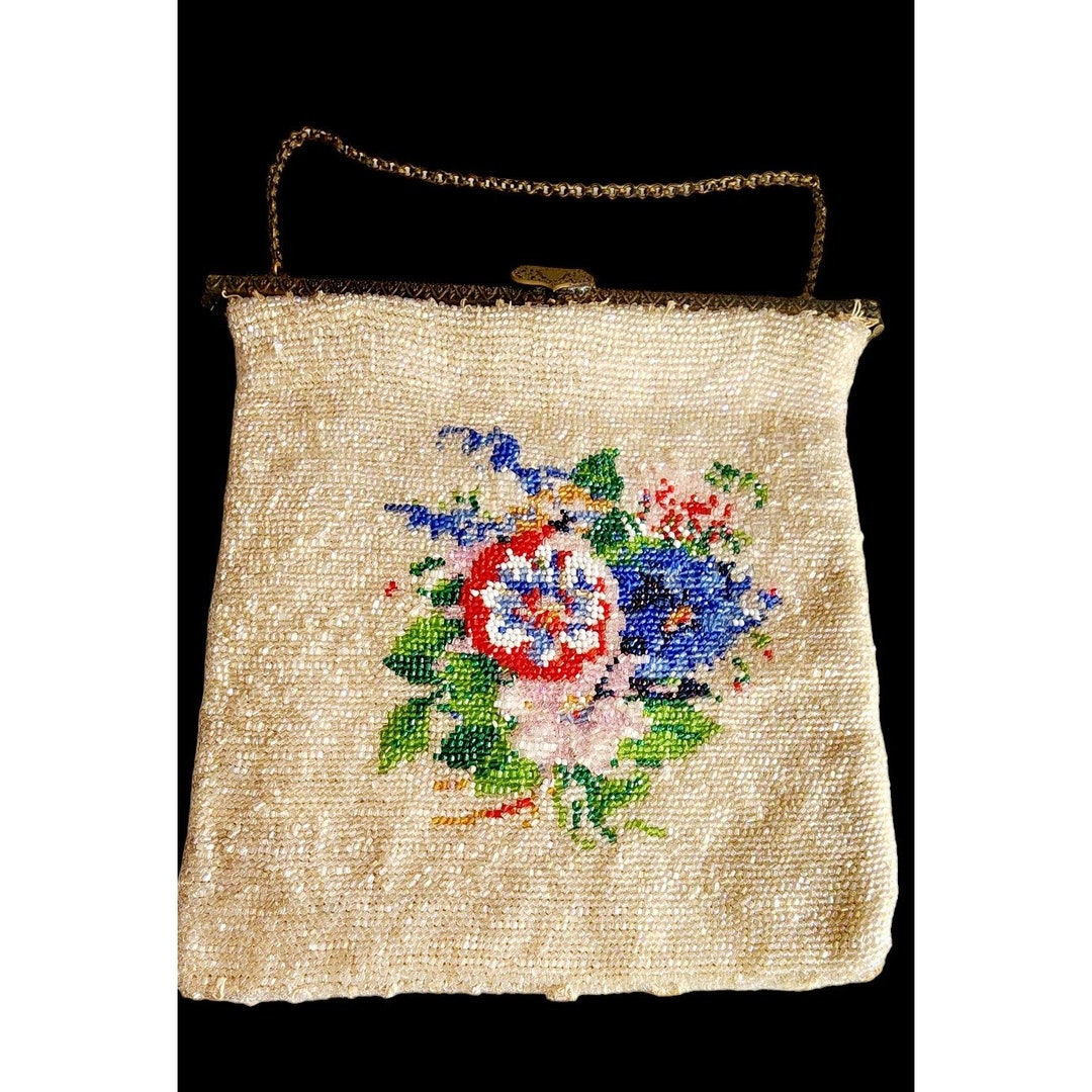 Antique Beaded Flower Bag (A4182) - Etsy