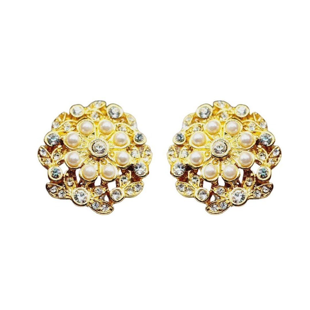Vintage NOS 80s Pearl Rhinestone Earrings on Gemelli Card (A1302) - Etsy