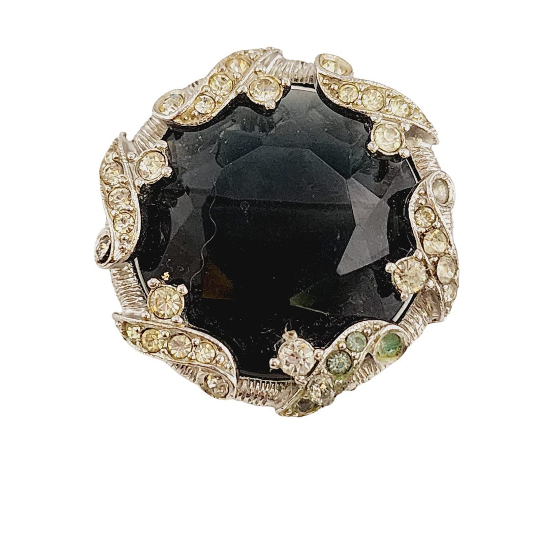 Signed Mimi Di N Large Faceted Glass Stone Brooch (A4967) - Etsy