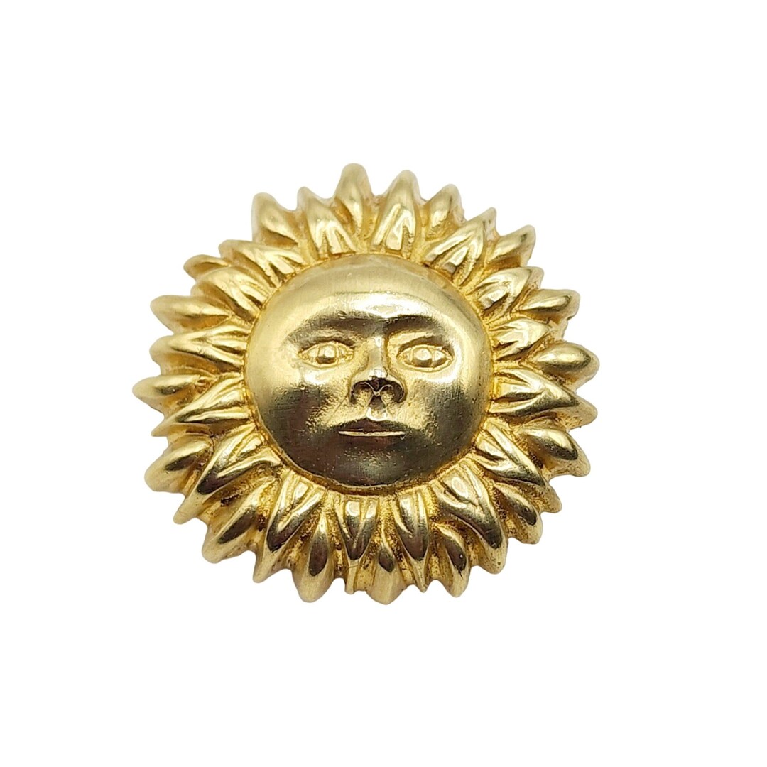 Vintage Stamped 18K Sun Brooch Pin (A5032) - Etsy