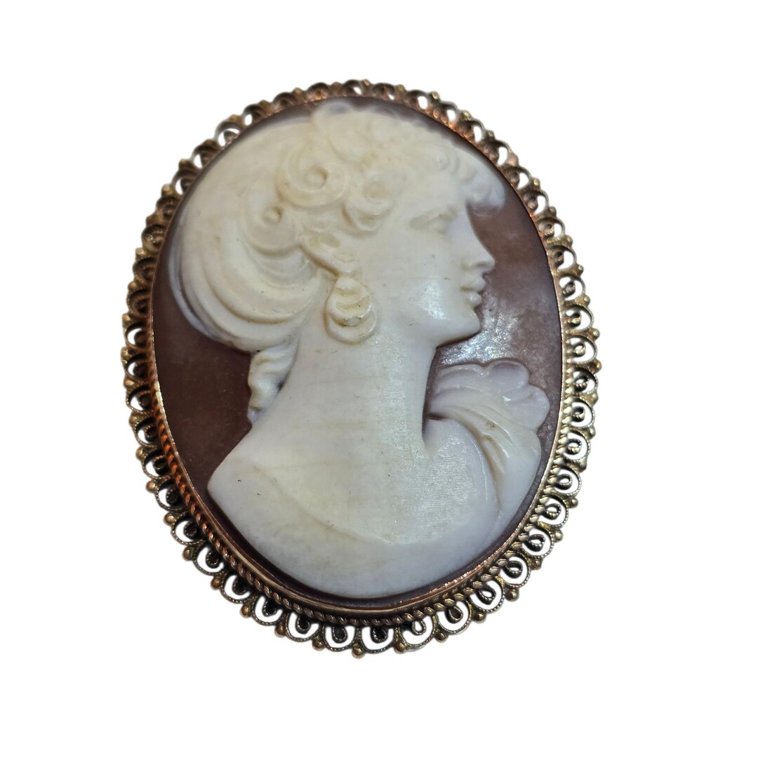 Antique Stunning 750 18kt Gold Wonderfully Carved Cameo Brooch/pendant ...