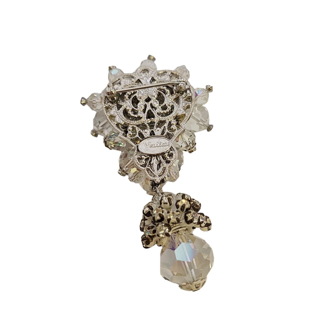 Vintage Signed Vendome Crystal Rhinestone Dangling Brooch (A3554) - Etsy
