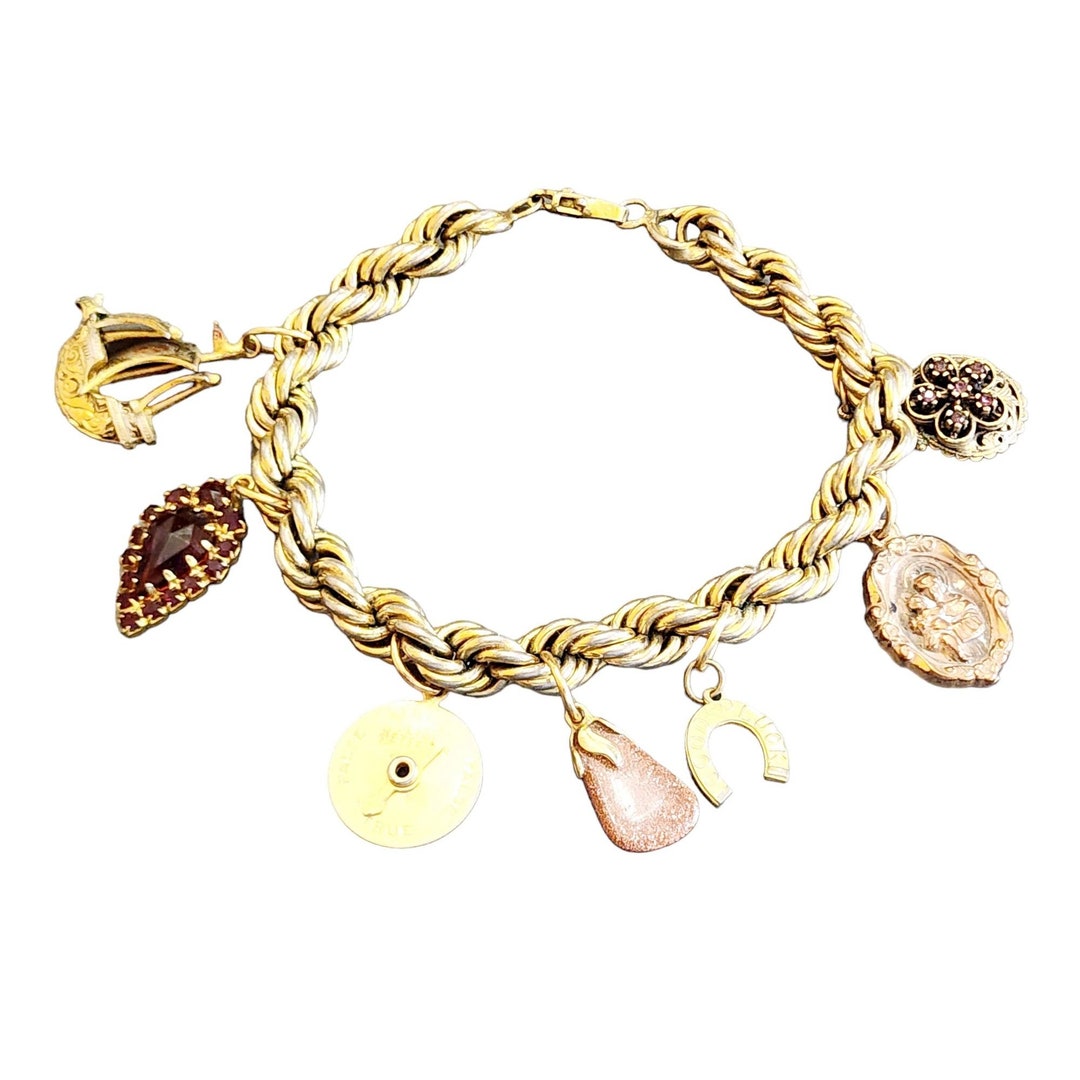 Vintage Heavy Rope Charm Bracelet (A3095) - Etsy