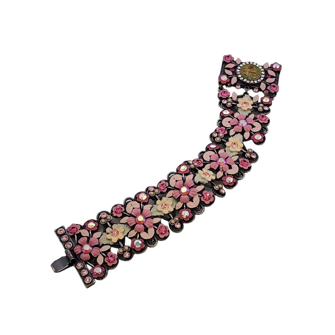 Vintage Signed MX Enamel Flower Cherub Bracelet (A3287) - Etsy