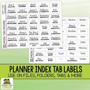Planner Index Tab Labels for Your Planner Stickers Organization. Choose ...