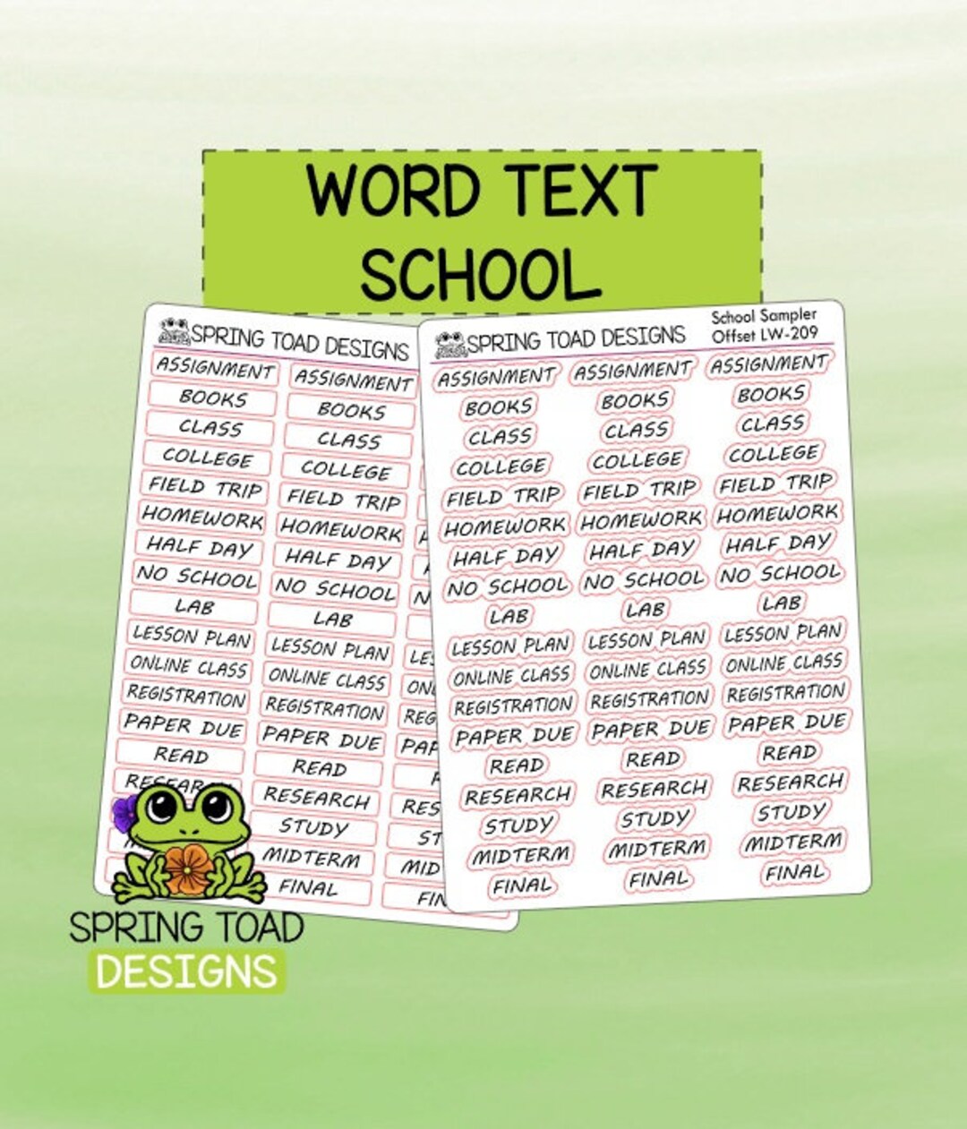 School Word Text Sticker Script Labels YOU CUSTOMIZE - Etsy