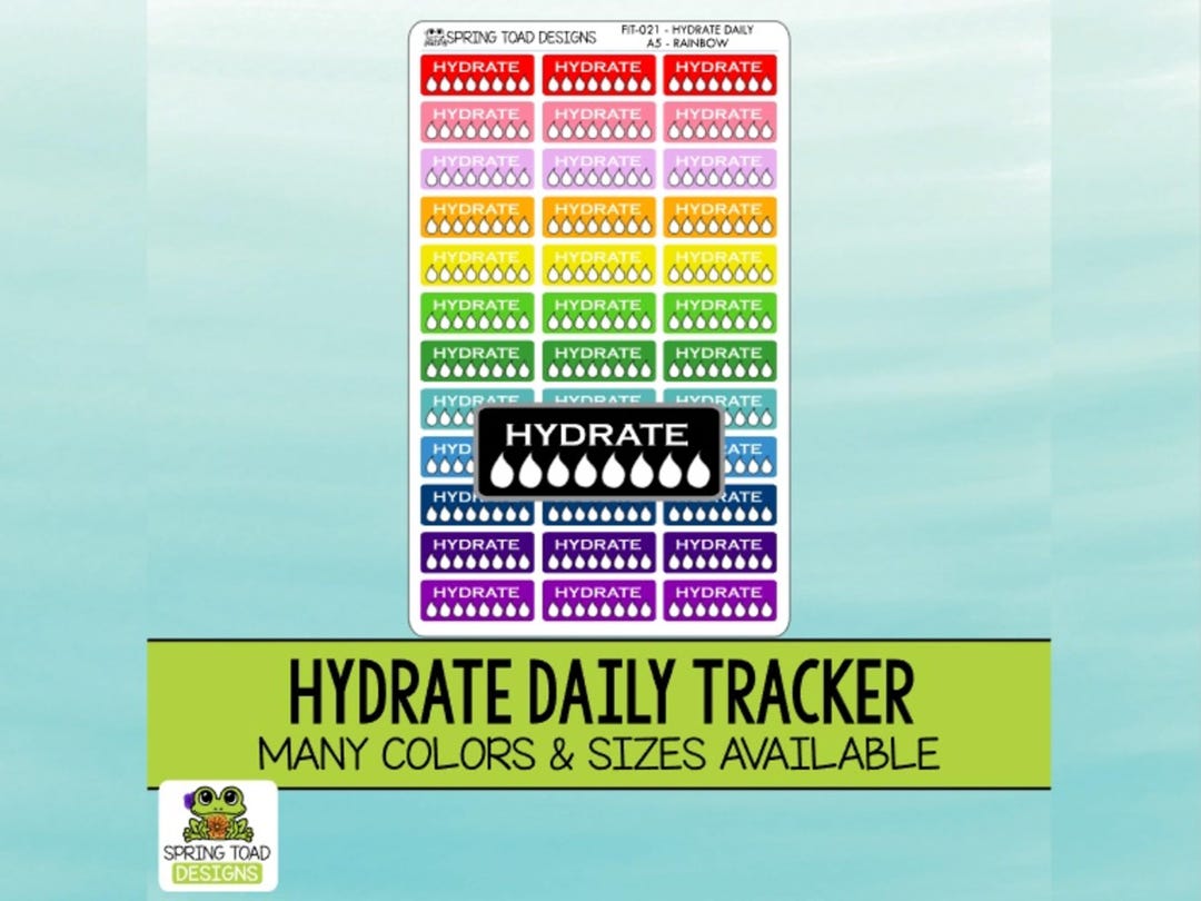 Hydrate Daily Tracker Stickers: Water Intake, Fitness & Wellness ...