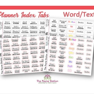 Planner Index Tab Labels for Your Planner Stickers Organization 2 ...