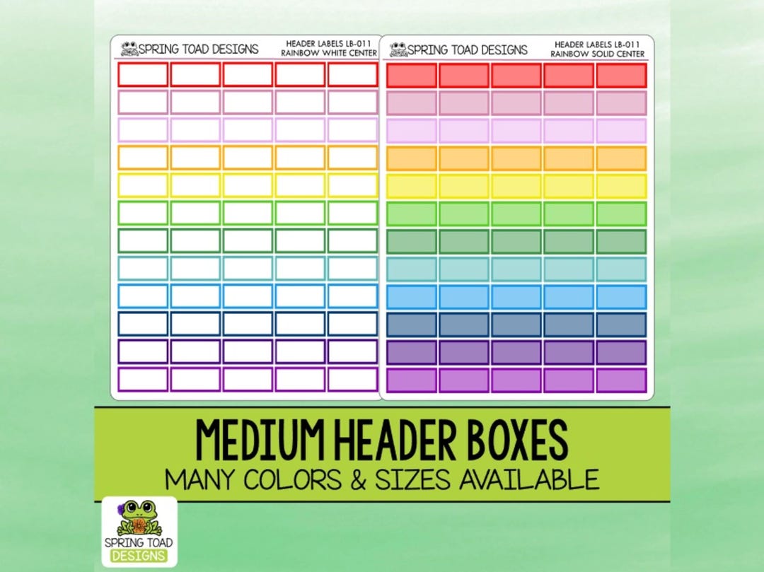 Medium Header Boxes Label Stickers. Many Sizes and Colors. Plan, List ...