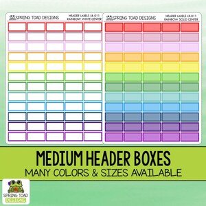 Medium Header Boxes Label Stickers. Many Sizes and Colors. Plan, List ...