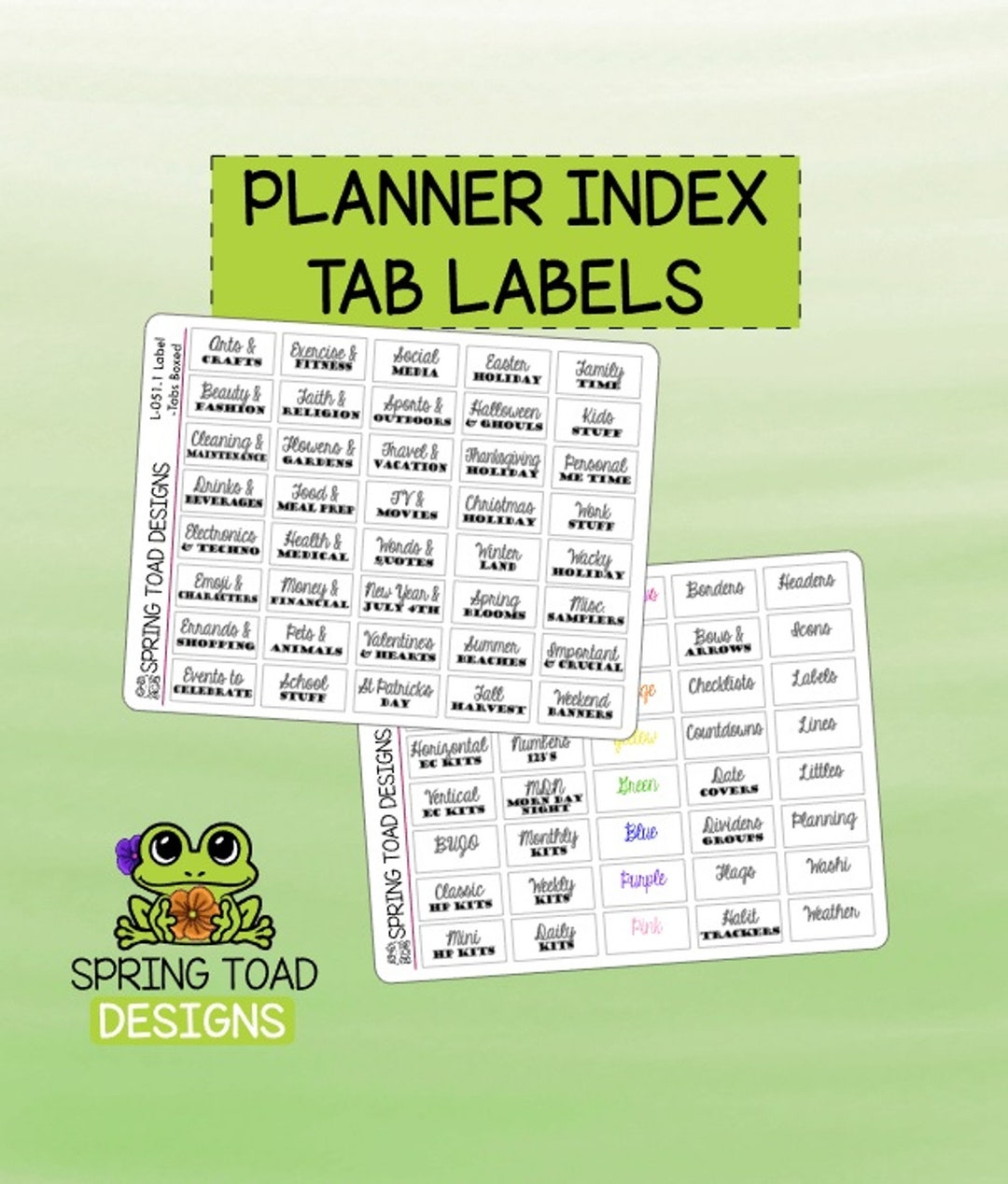 Planner Index Tab Labels for Your Planner Stickers Organization 2 ...