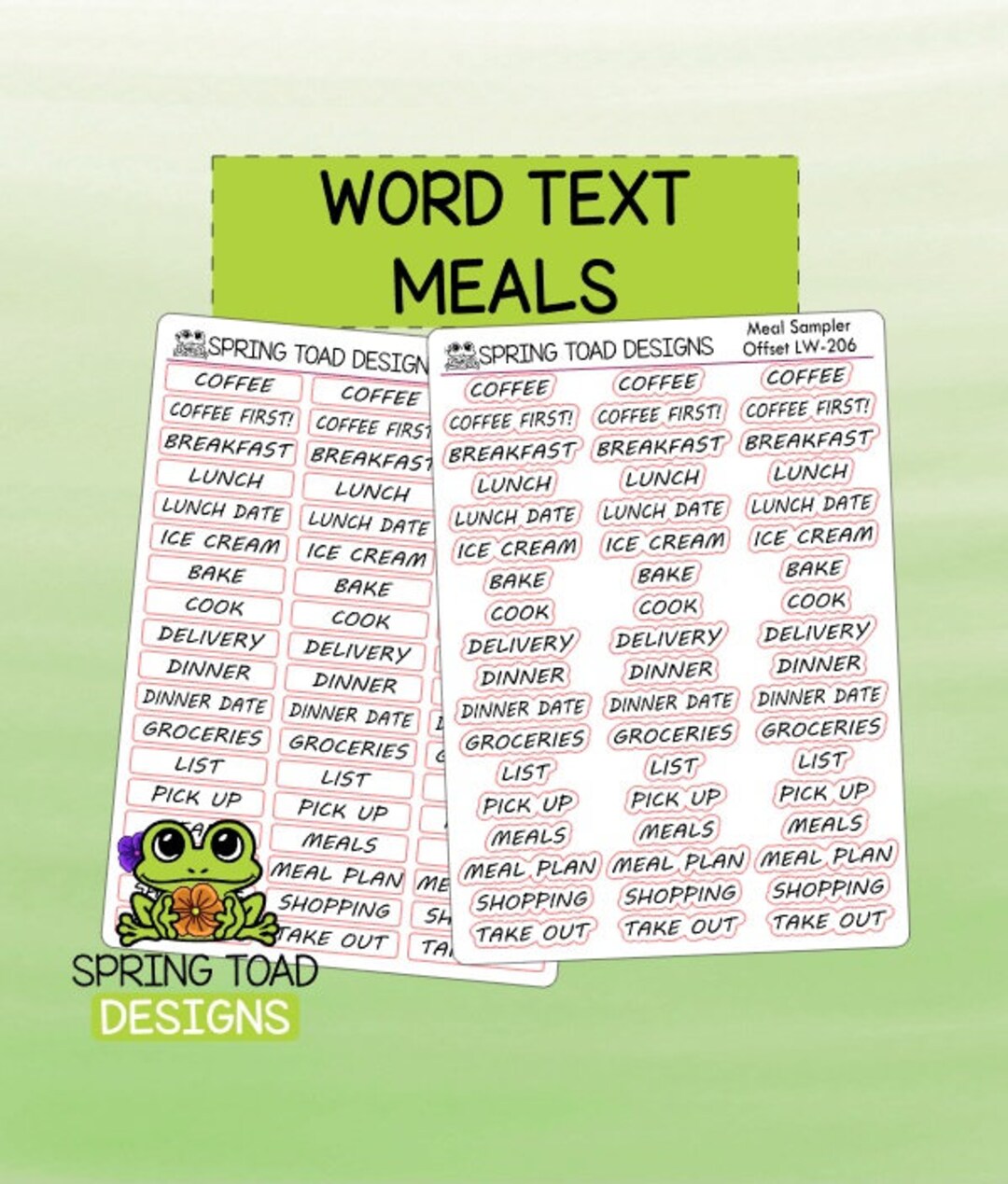 Meal Word Text Sticker Script Labels YOU CUSTOMIZE - Etsy