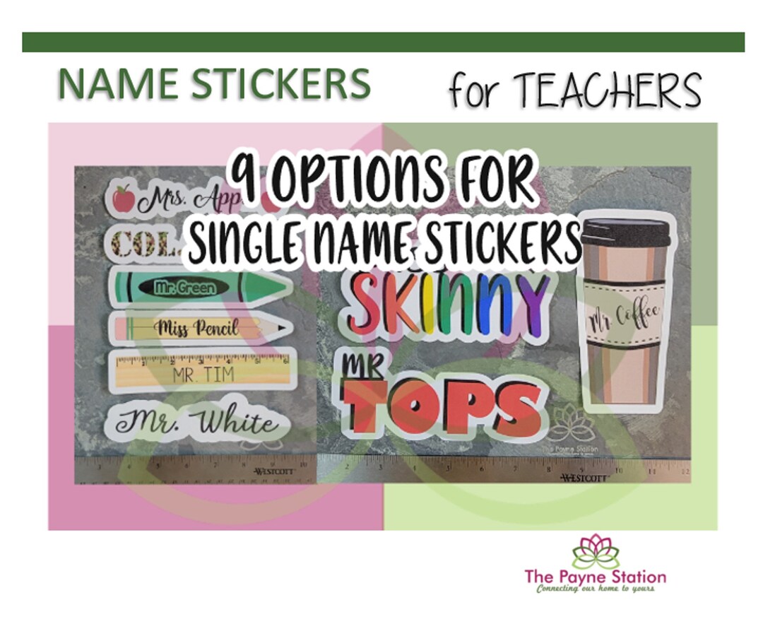 Custom Name Stickers 9 Design Options Multiple Adhesive Sticker Options ...