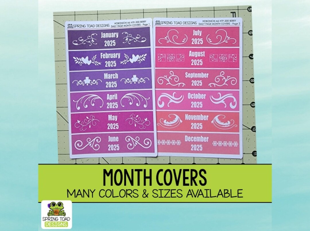 Month Cover Label Stickers for Planners and Journals - Etsy