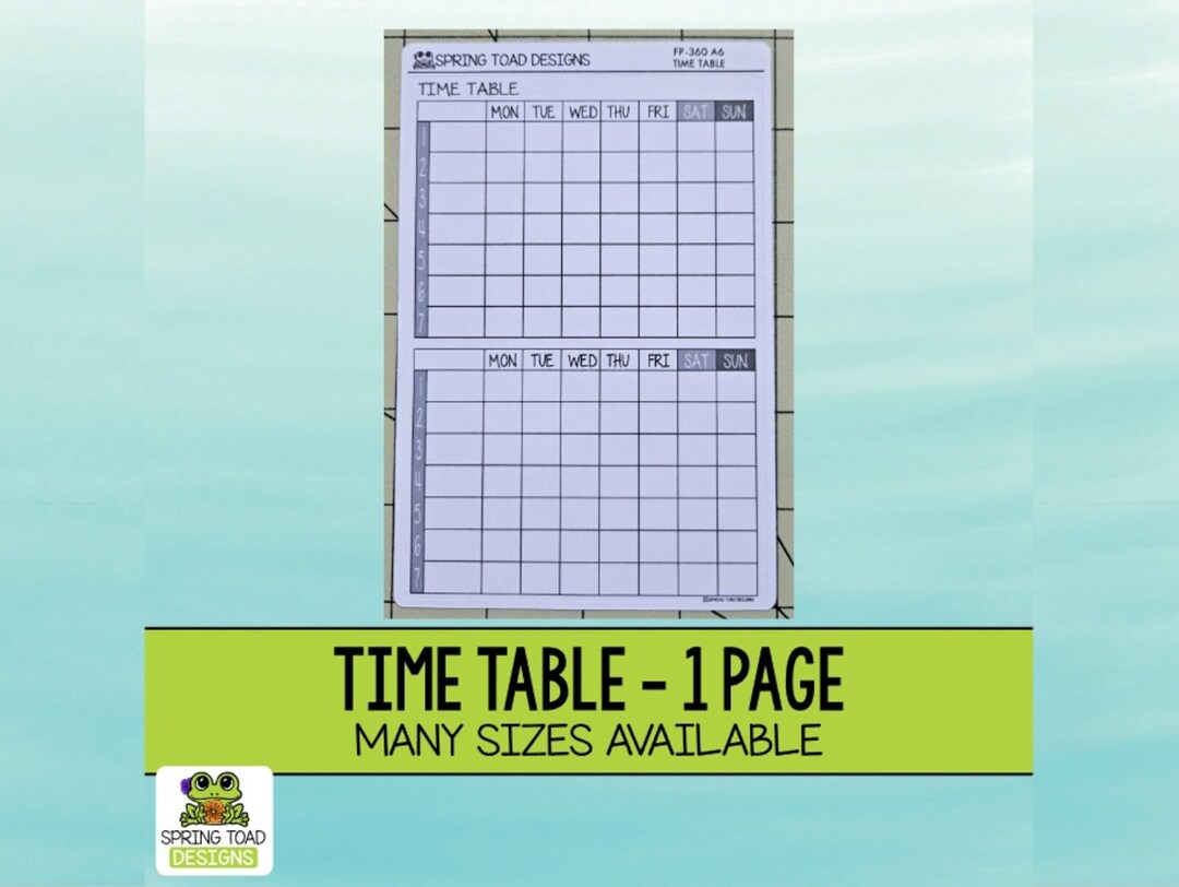 Time Table Sticker Sheet: Hourly Schedule Planning Label - Etsy