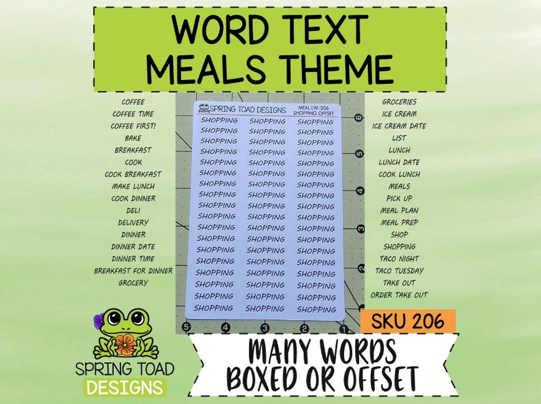 Meal Word Text Sticker Script Labels YOU CUSTOMIZE - Etsy