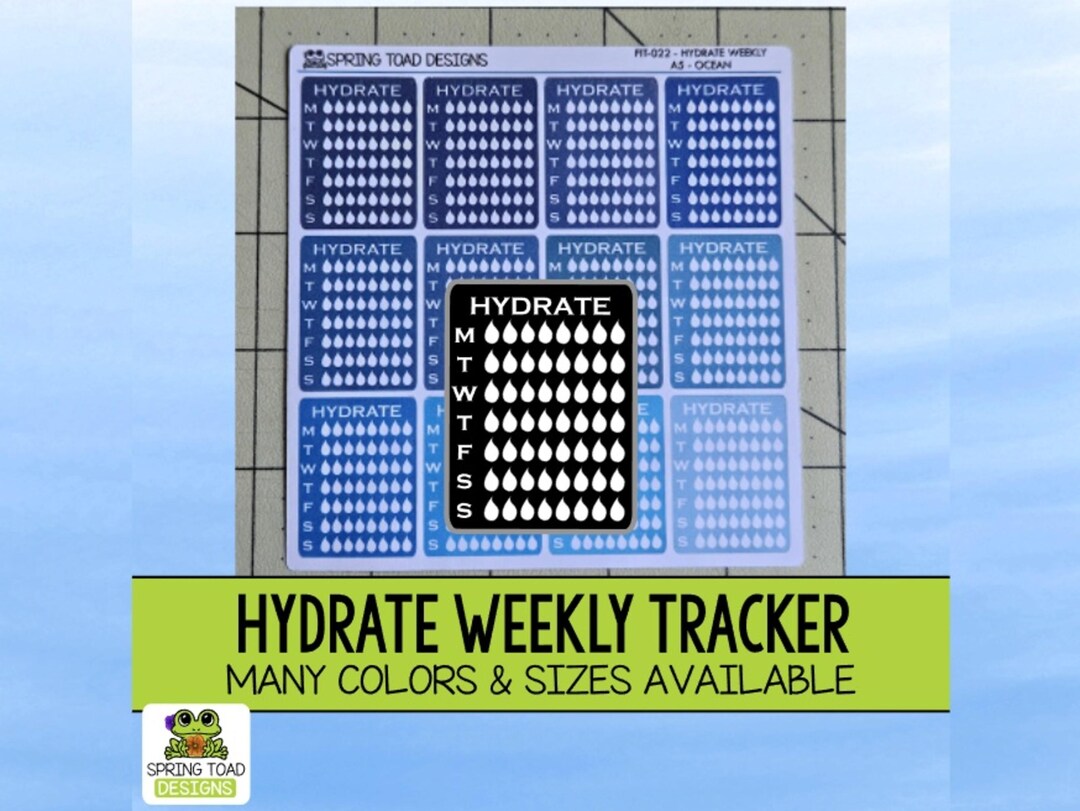 Hydrate Weekly Tracker Box Stickers for Your Wellness and Fitness Goal ...
