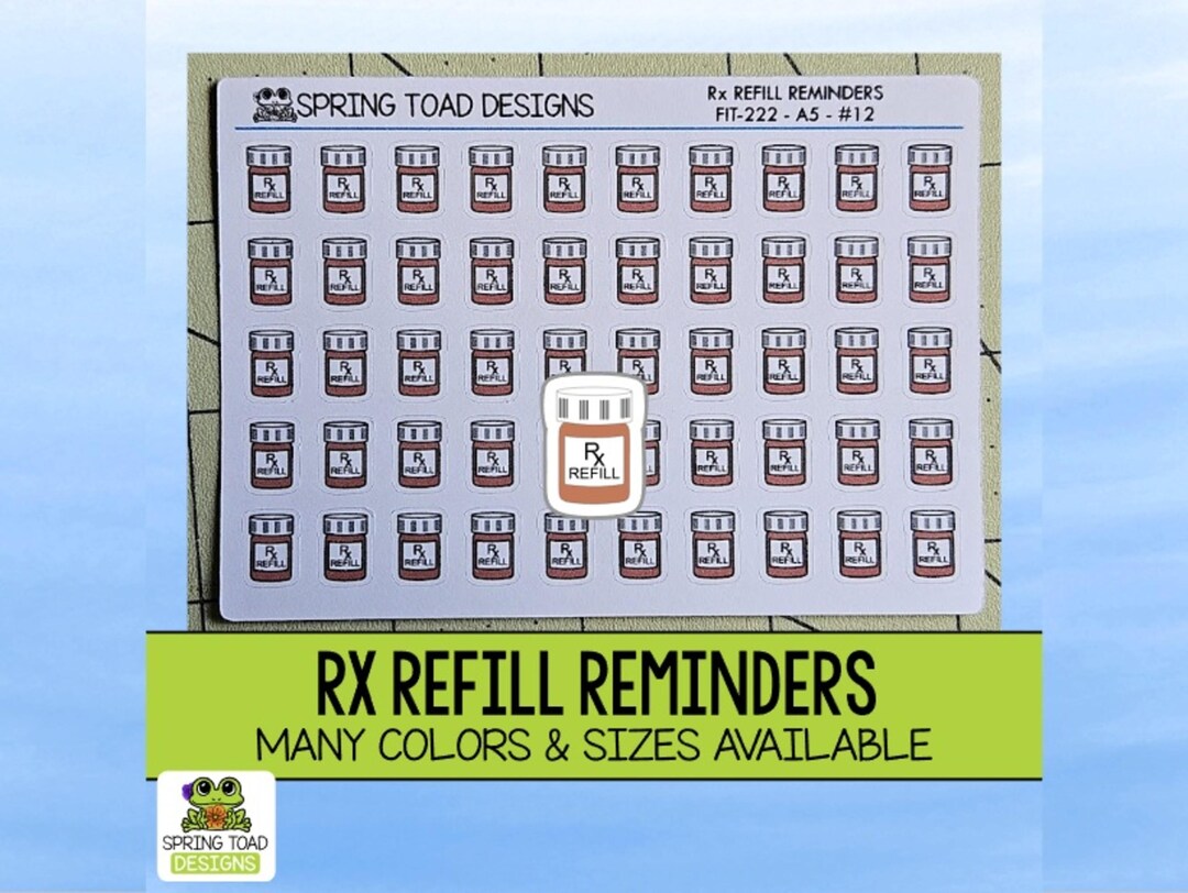 Prescription Rx Refill Order or Medication Pickup Reminder Stickers for ...