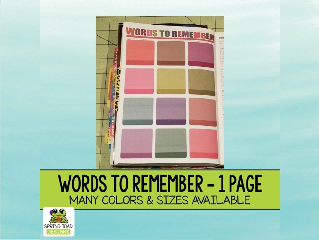 Words to Remember Sticker Sheet: Planner Journal Page - Etsy
