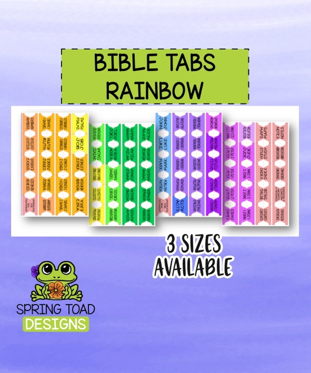 FBT-001 Rainbow Bible Tabs to Aide in Learning of the Bible Sections ...