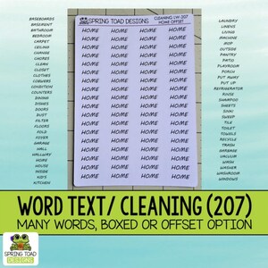 Cleaning Word Text Sticker Script Labels - Choose Either Boxed or ...