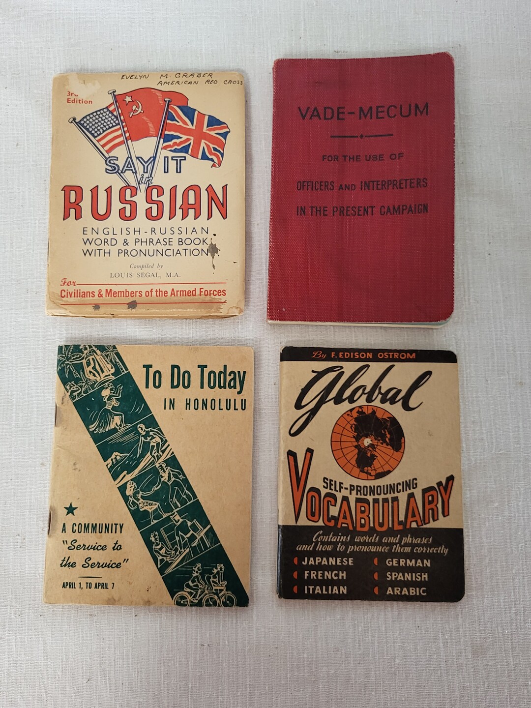 Vintage WWII Individual Soldier Pocket Guides Set of 4 French, Russian ...