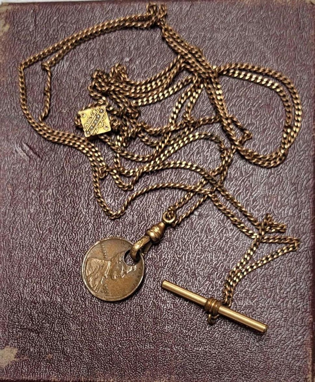 Vintage Circa 1920s Bronze Watch Fob Chain 24 Long Supporting Seal ...