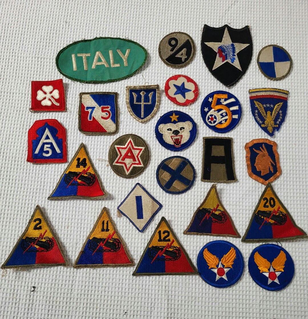 Vintage WWII US Military Patch Lot: Army Air Force, Armored Patches (25 ...