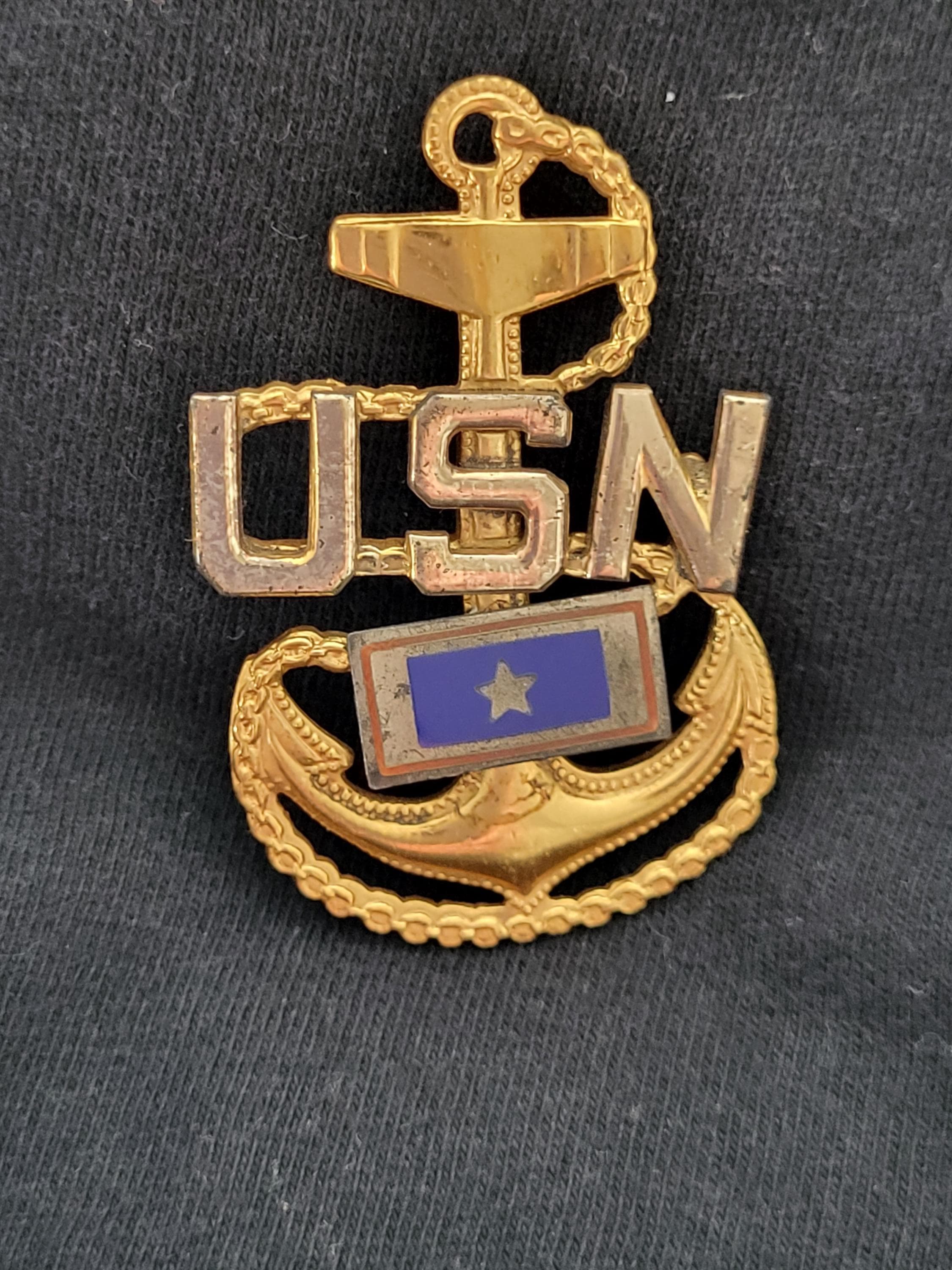 Vintage 1940s WWII Navy Sweetheart USN Pin Marked Sterling Chief Petty ...