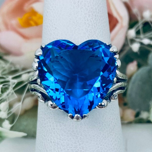 Blue Heart Ring - Etsy